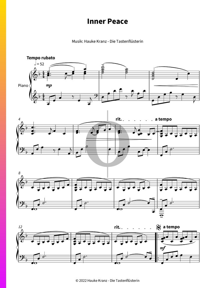 Inner Peace (Hauke Kranz - Die Tastenflüsterin) Piano Sheet Music - OKTAV