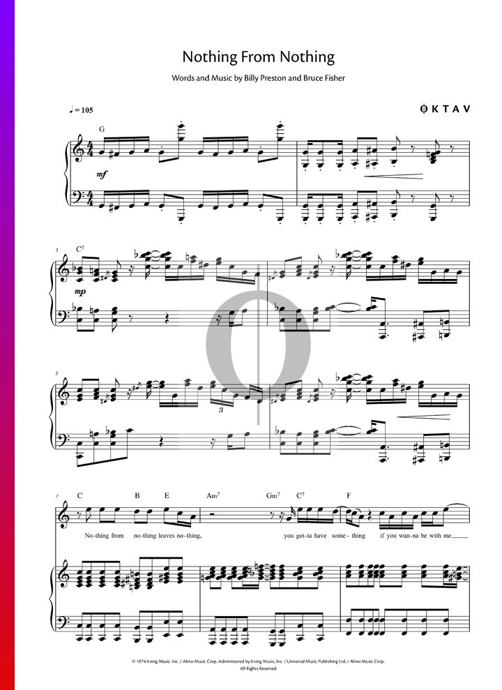 Nothing From Nothing (Billy Preston) Piano Sheet Music - OKTAV