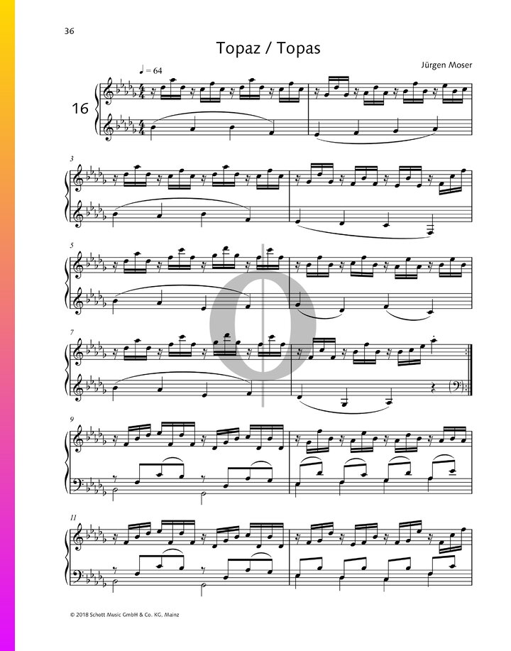 Topaz (Jürgen Moser) Piano Sheet Music - OKTAV