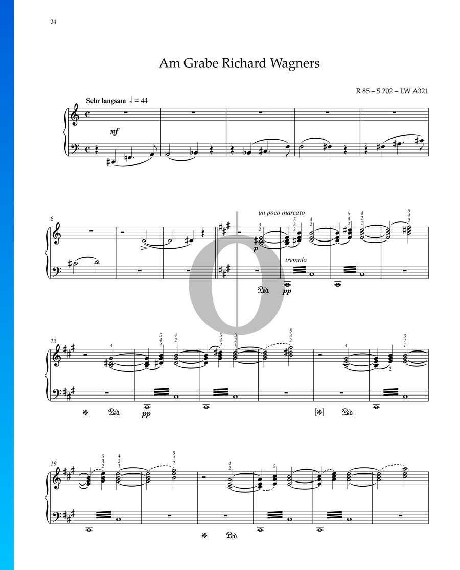 Am Grabe Richard Wagners, S. 202 (Franz Liszt) Piano Sheet Music - OKTAV