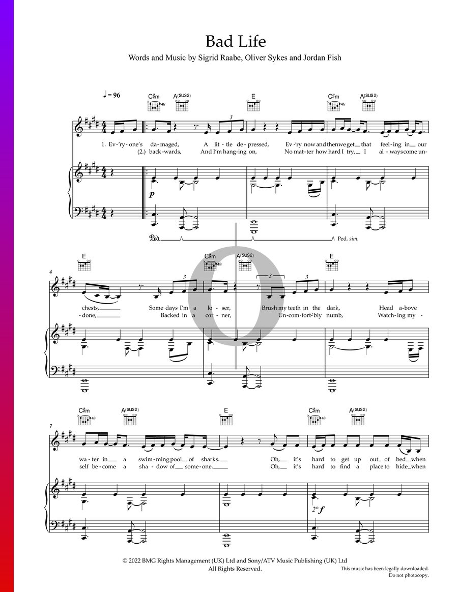 Bad Life (Sigrid, Bring Me the Horizon) Piano Sheet Music - OKTAV