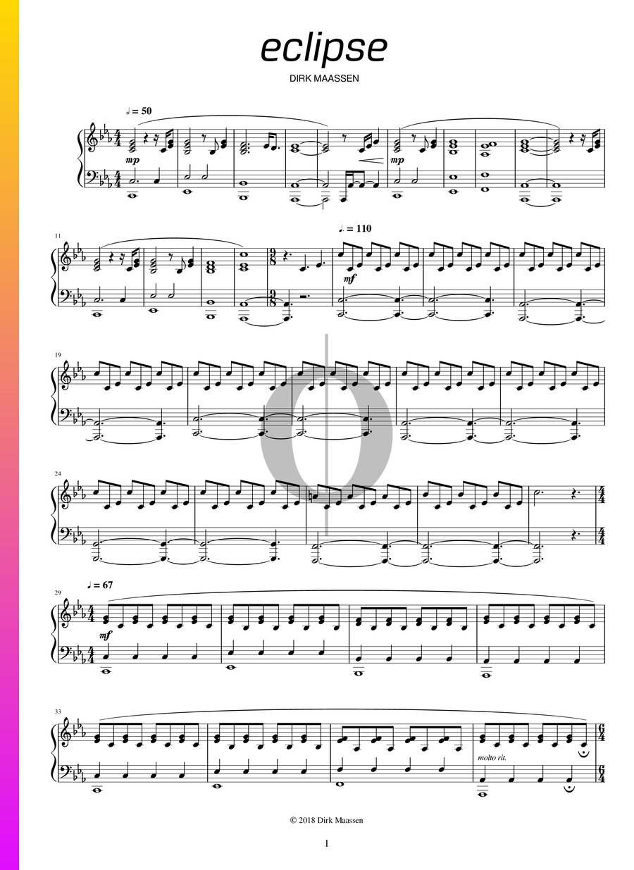Eclipse (Dirk Maassen) Piano Sheet Music - OKTAV