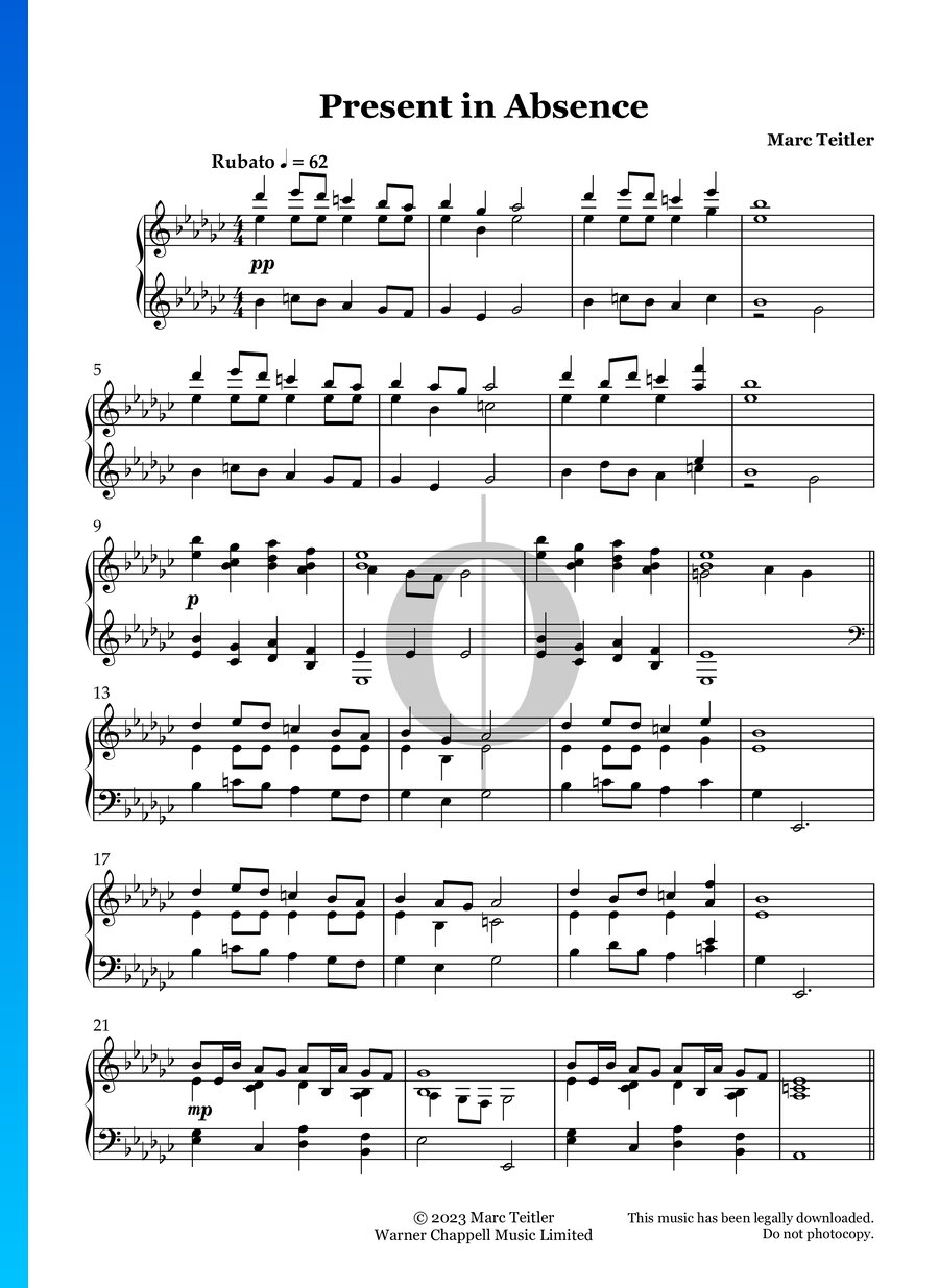 Present In Absence (Marc Teitler) Piano Sheet Music - OKTAV