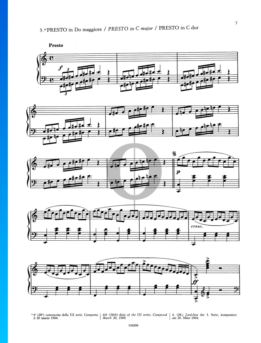 Little Songs, Series 3: No. 4 Presto in C Major (Sergei Prokofiev ...