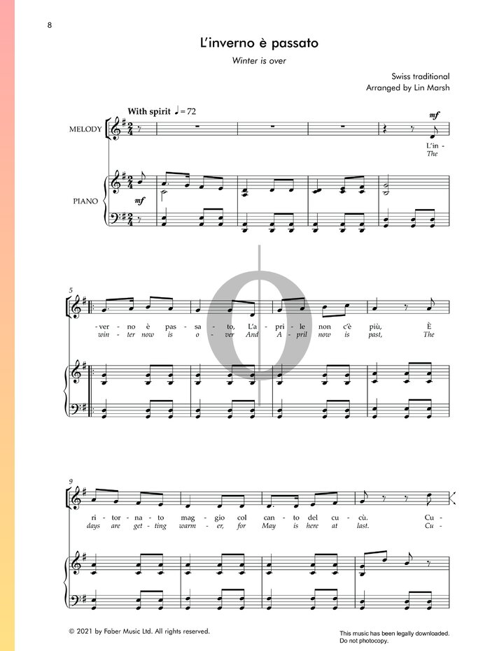 L’inverno è passato (Winter Is Over) (Anonymous) Piano Sheet Music - OKTAV