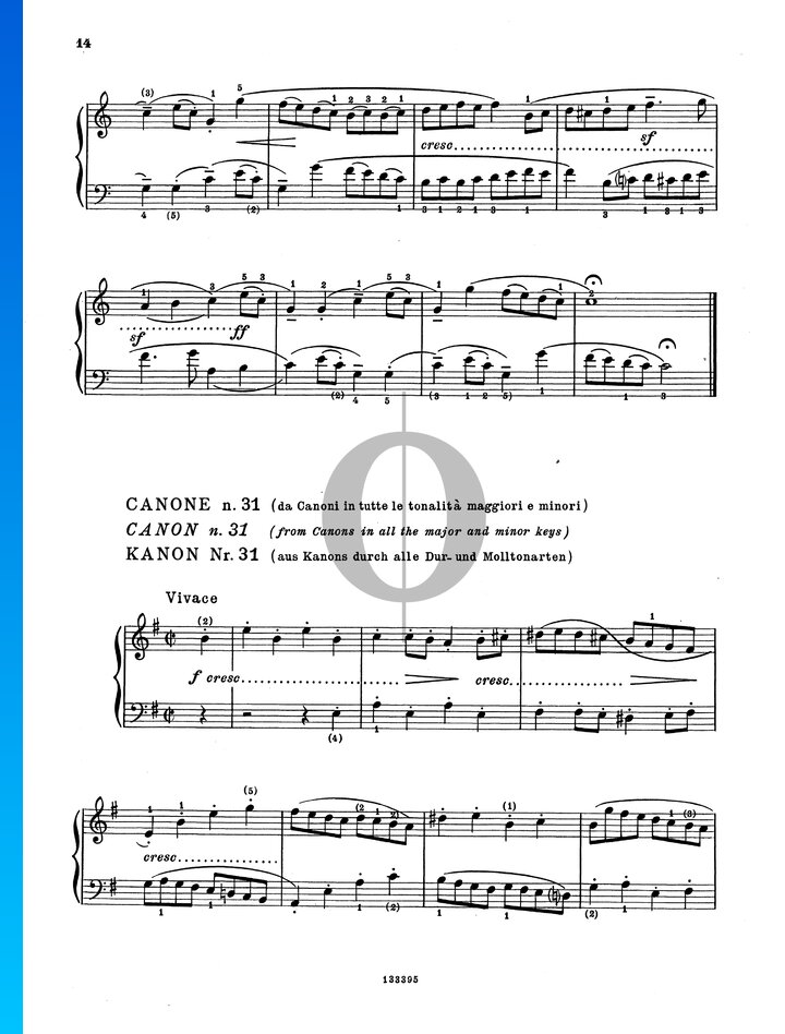 Canon in G Major, No. 31 (Max Reger) Piano Sheet Music - OKTAV