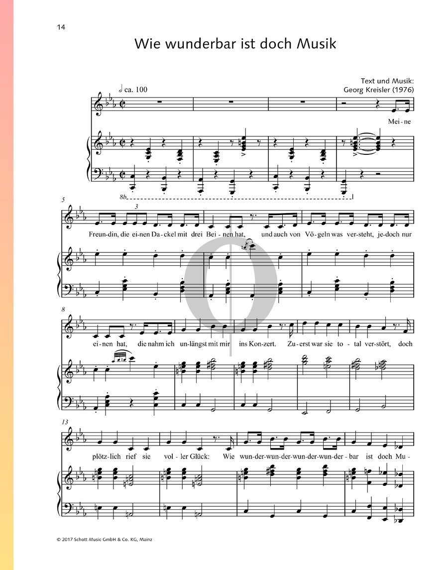 Wie wunderbar ist doch Musik (Georg Kreisler) Piano Sheet Music - OKTAV