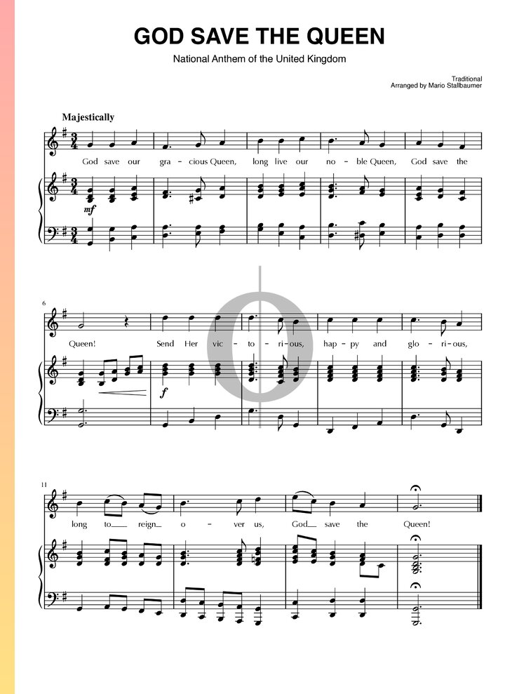 God Save The Queen (John Bull) Piano Sheet Music - OKTAV