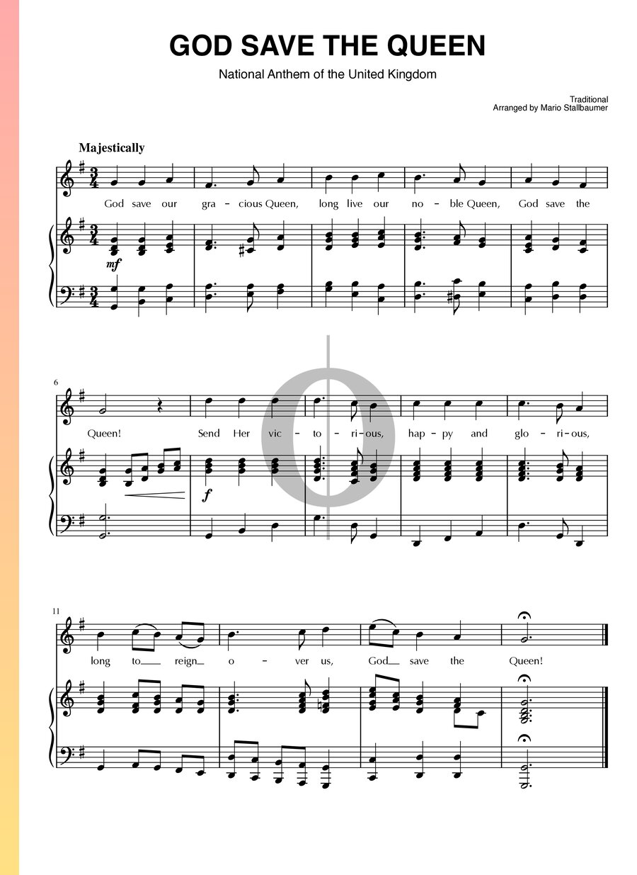 God Save The Queen (John Bull) Piano Sheet Music - OKTAV