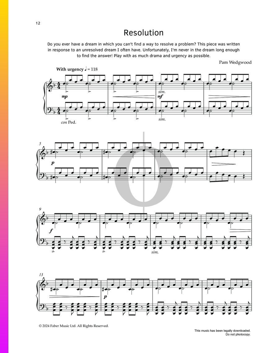 Resolution (Pam Wedgwood) Piano Sheet Music - OKTAV