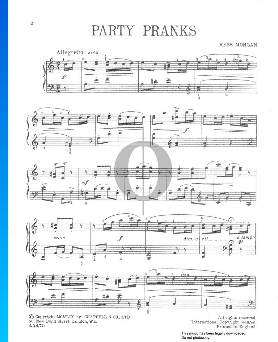 Party Pranks (Rees Morgan) Piano Sheet Music - OKTAV