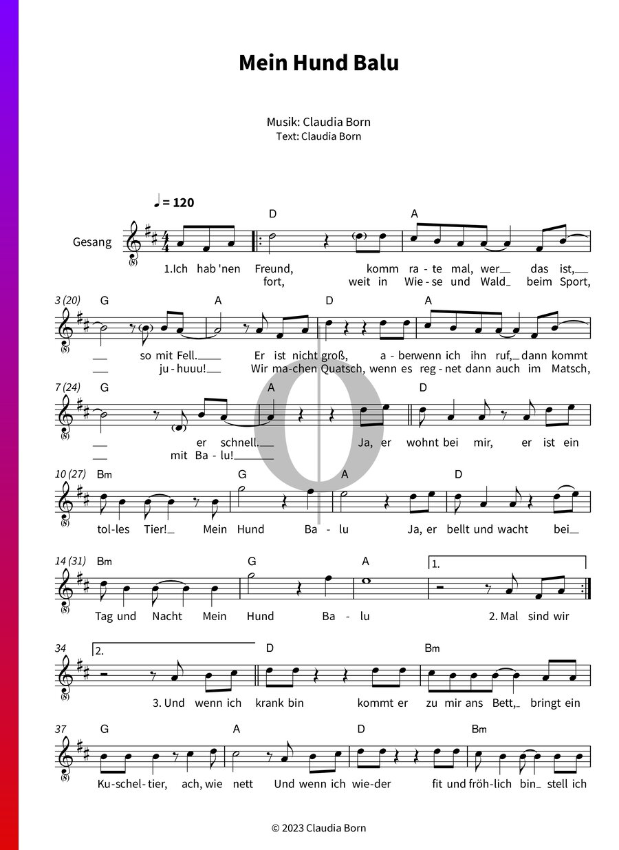 Mein Hund Balu (Yvaine) Piano Sheet Music - OKTAV