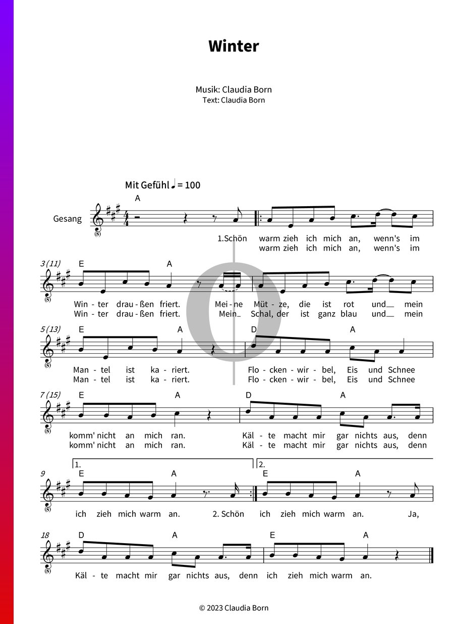 Winter (Yvaine) Piano Sheet Music - OKTAV