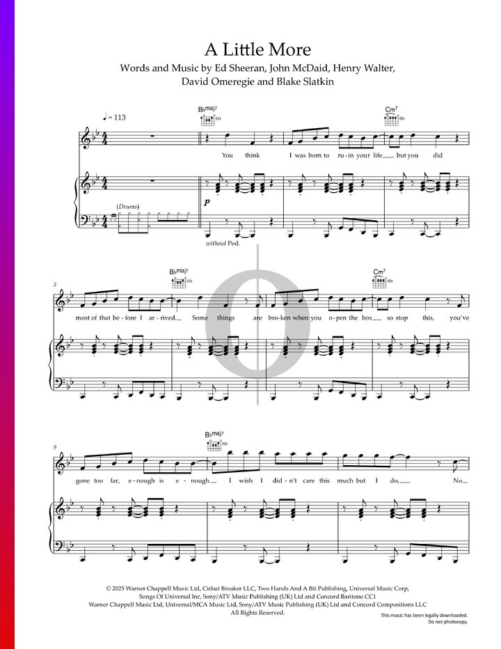 A Little More (Ed Sheeran) Piano Sheet Music - OKTAV