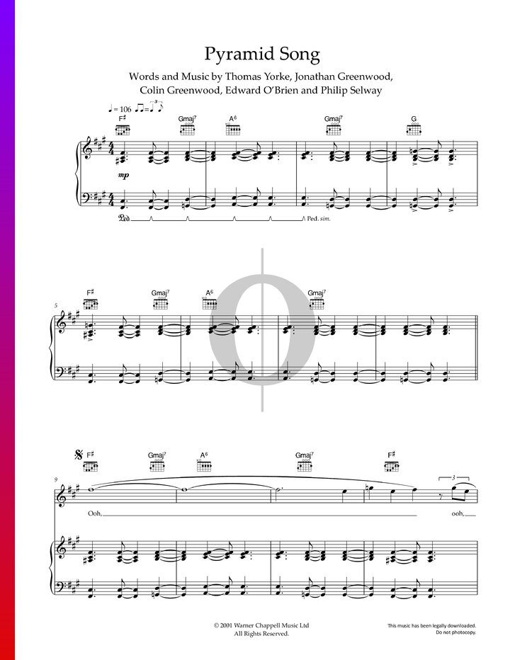 Pyramid Song (Radiohead) Piano Sheet Music - OKTAV