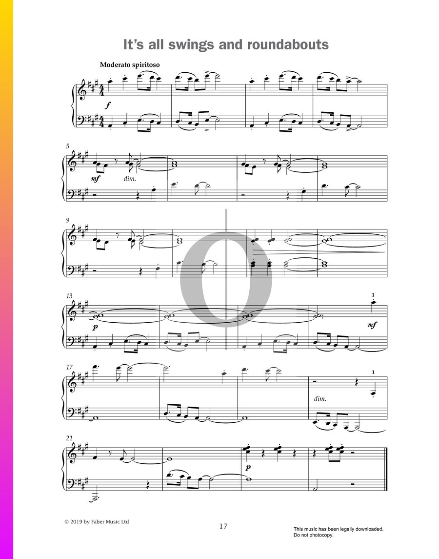 It's All Swings And Roundabouts (Paul Harris) Piano Sheet Music - OKTAV