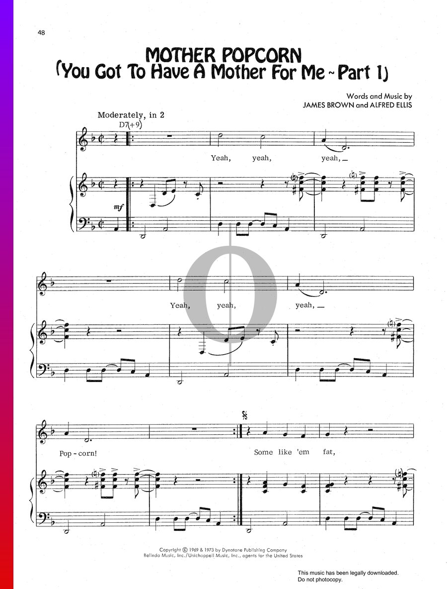 Mother Popcorn (Part 1) (James Brown) Piano Sheet Music - OKTAV