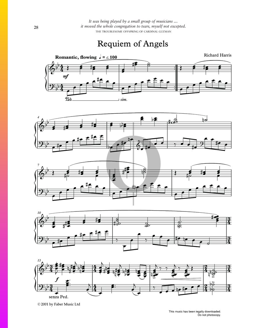Requiem Of Angels (Richard Harris) Piano Sheet Music - OKTAV