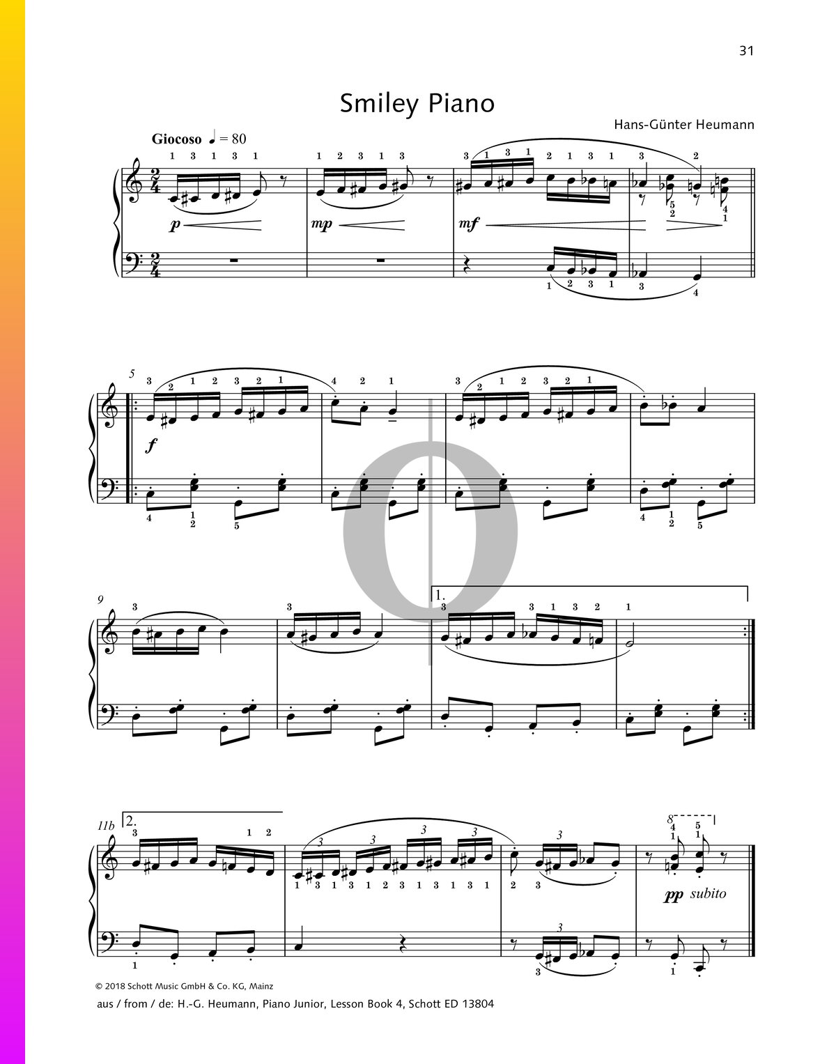 Smiley Piano (Hans-Günter Heumann) Piano Sheet Music - OKTAV