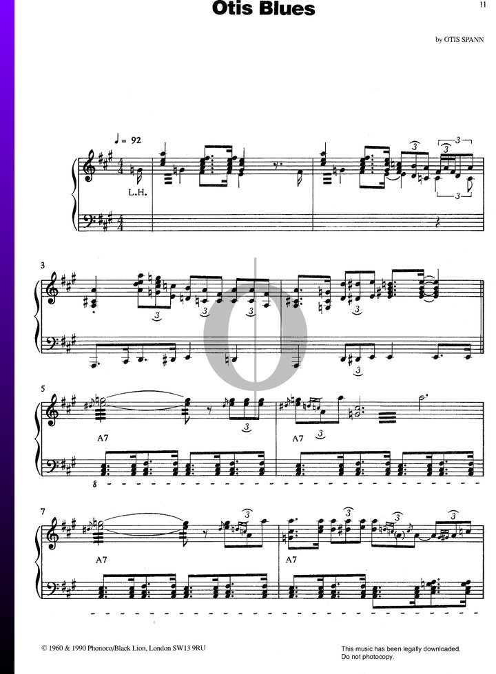 Otis Blues » Otis Spann - Partitions de piano - OKTAV