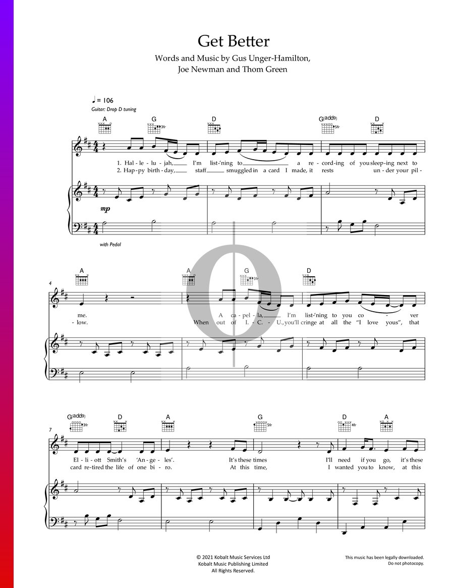 Get Better (Alt-J) Piano Sheet Music - OKTAV
