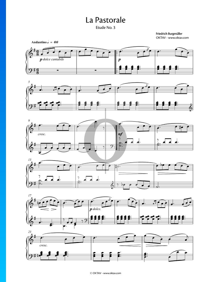 La Pastorale, Op. 100 No. 3 (Johann Friedrich Burgmüller) Piano Sheet ...