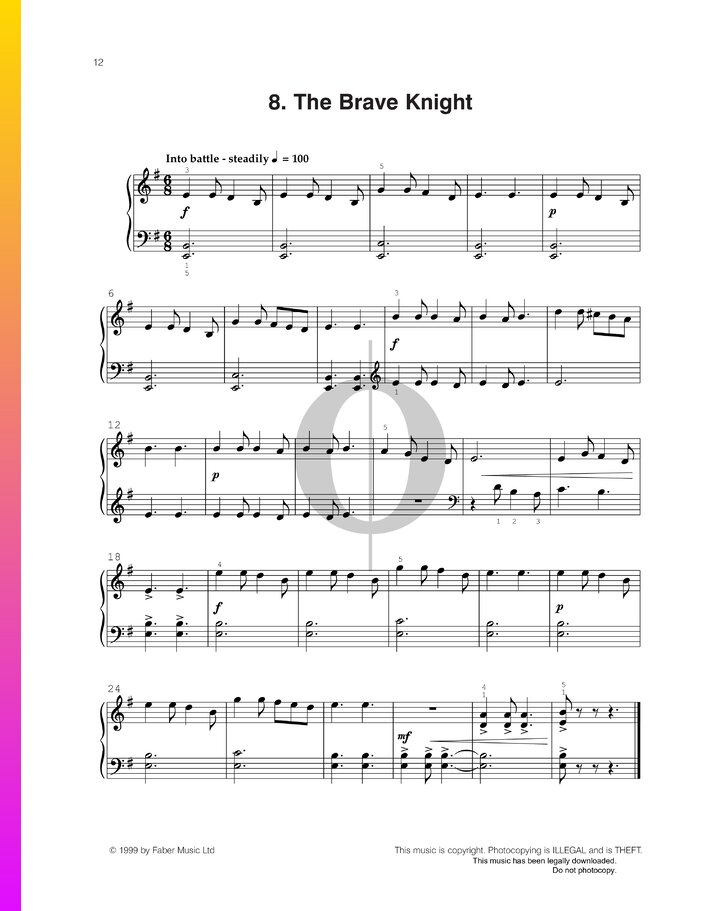 The Brave Knight » Pam Wedgwood - Partituras de piano - OKTAV