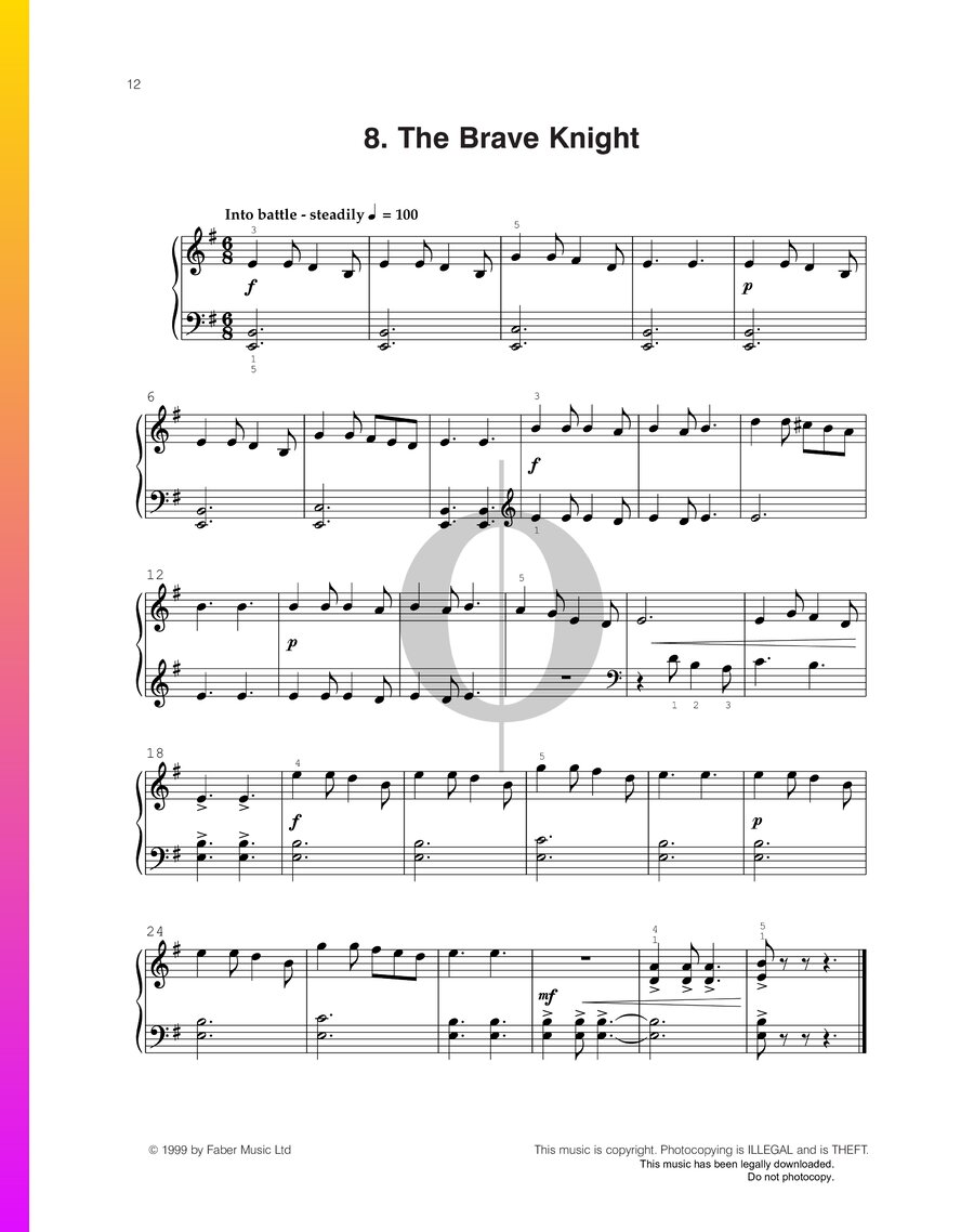 The Brave Knight (Pam Wedgwood) Piano Sheet Music - OKTAV