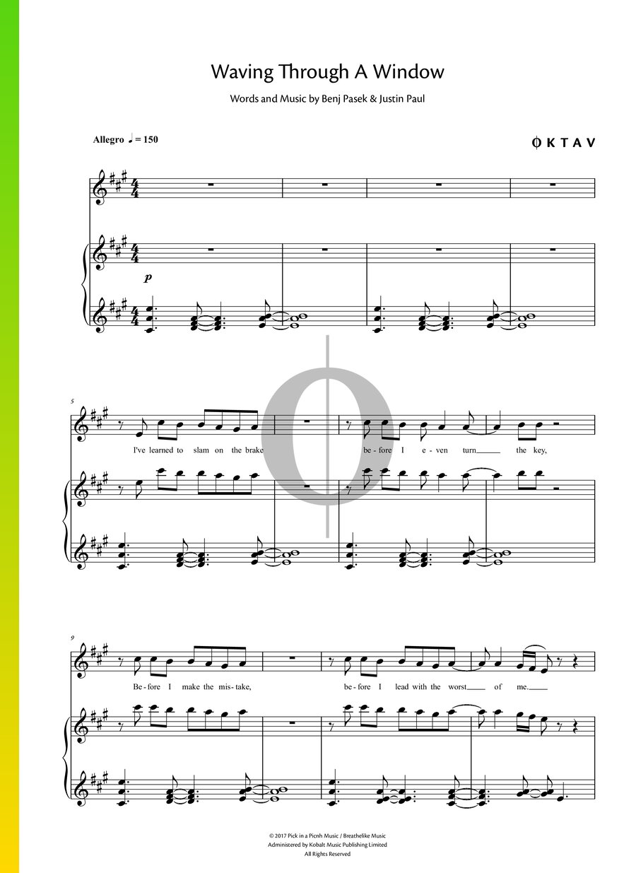 Waving Through A Window (Ben Platt) Piano Sheet Music - OKTAV