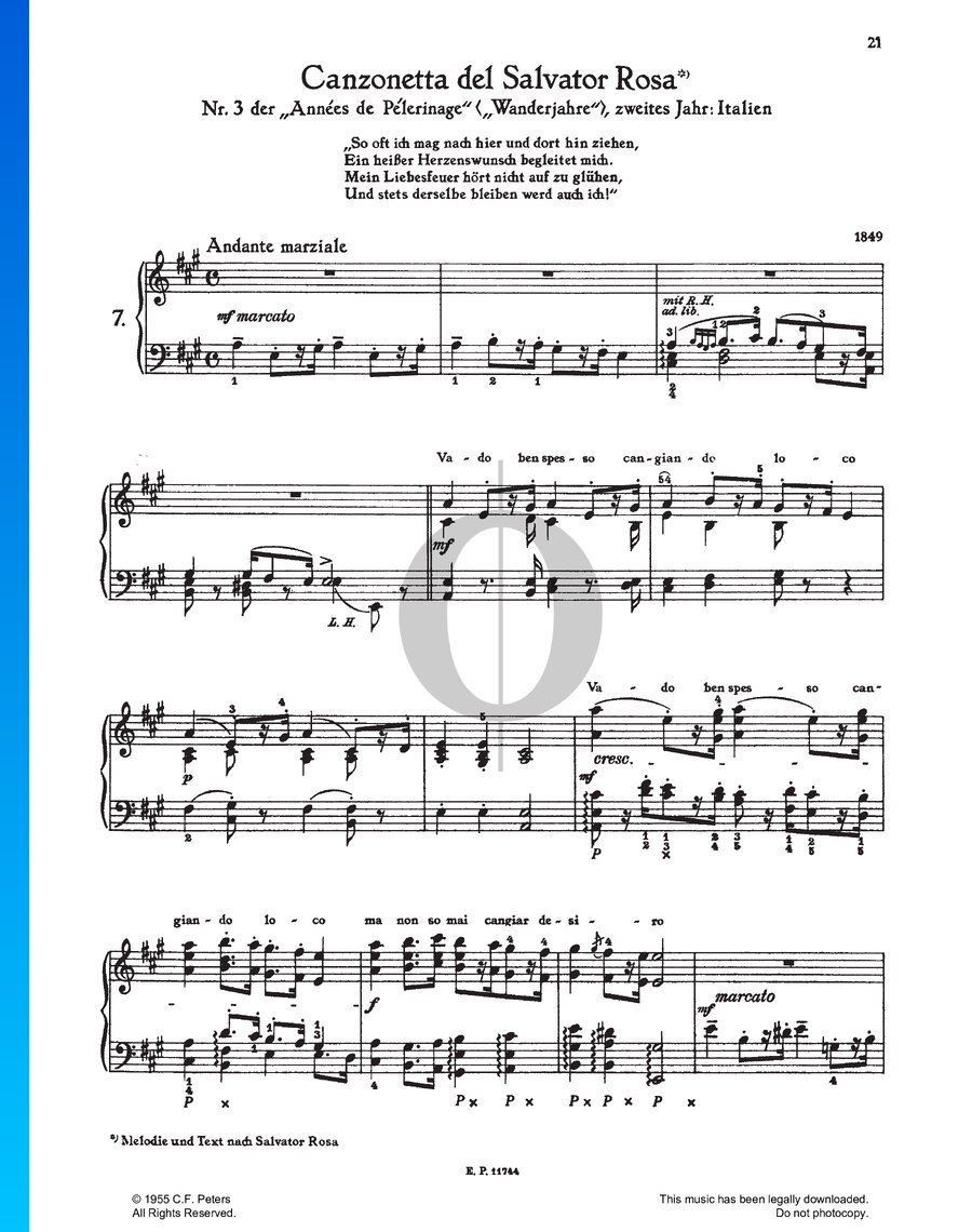 Canzonetta del Salvator Rosa (Franz Liszt) Piano Sheet Music - OKTAV