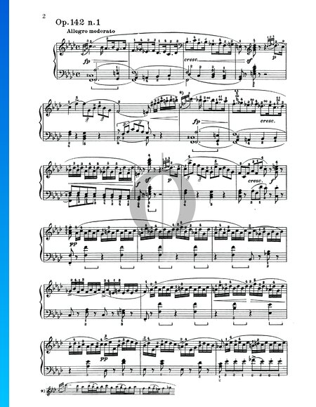 Impromptu in A-flat Major, Op. 142 No. 2, D 935 Sheet Music (Piano Solo) - PDF Download ...