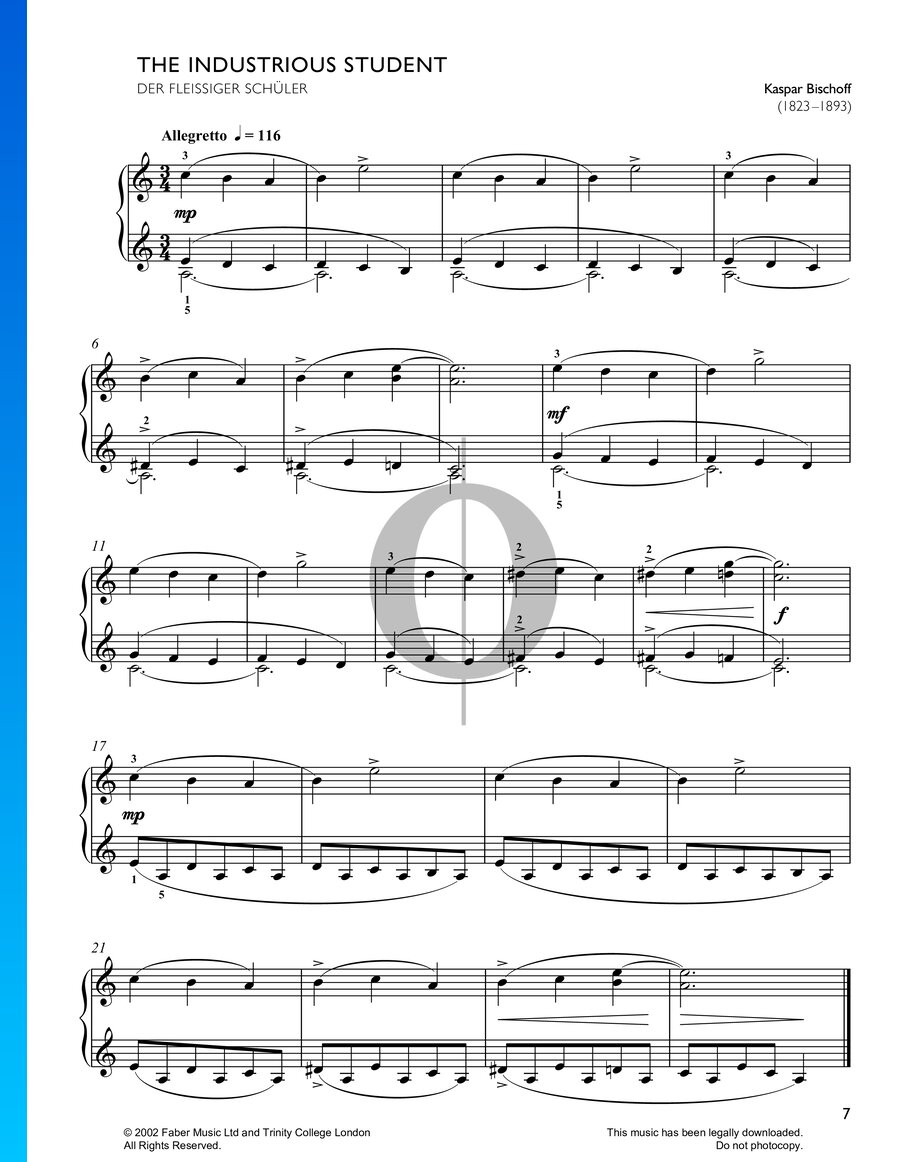 The Industrious Student (Kaspar Bischoff) Piano Sheet Music - OKTAV