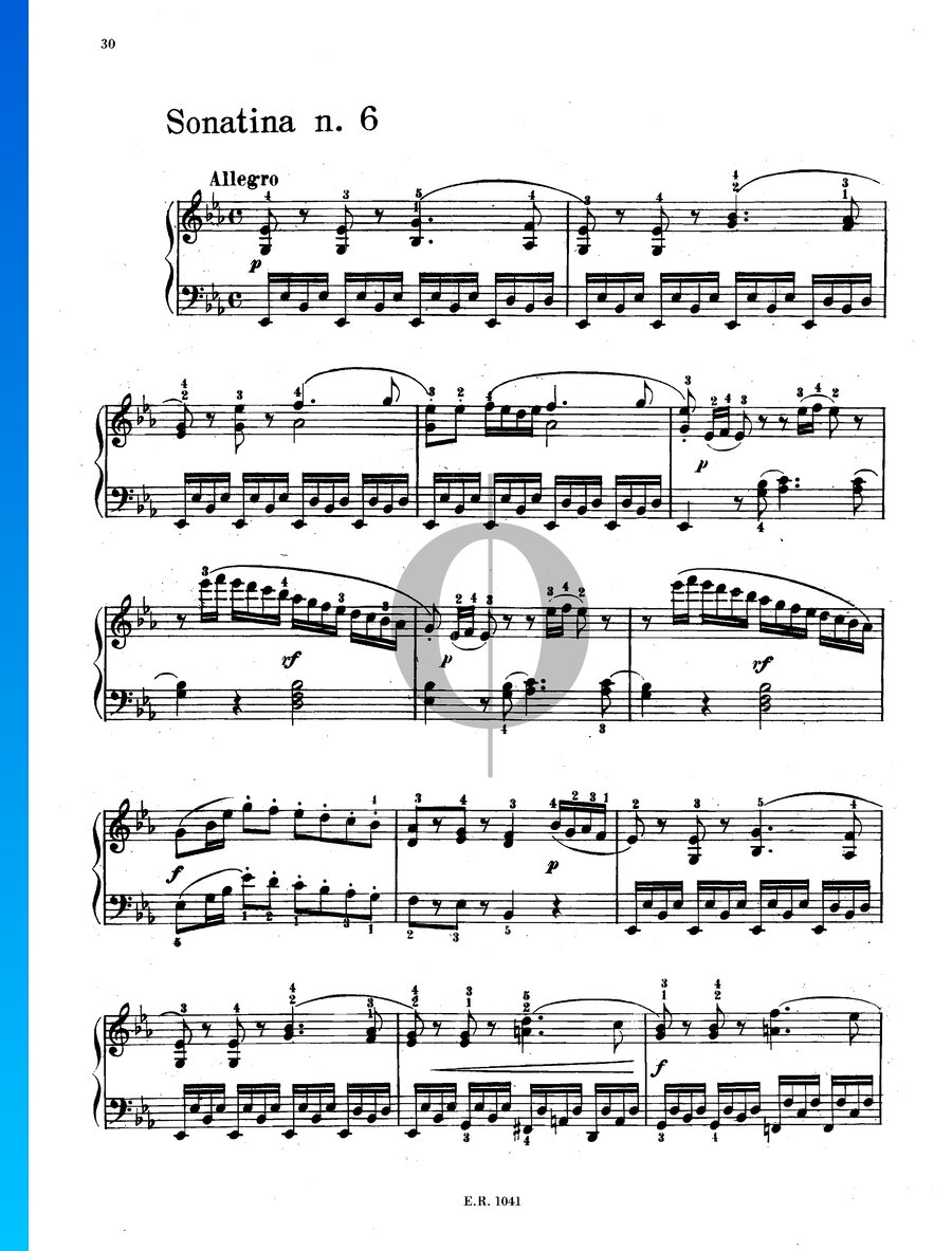 Sonatina in E-flat Major, Op. 20 No.6 (Jan Ladislav Dussek) Piano Sheet ...