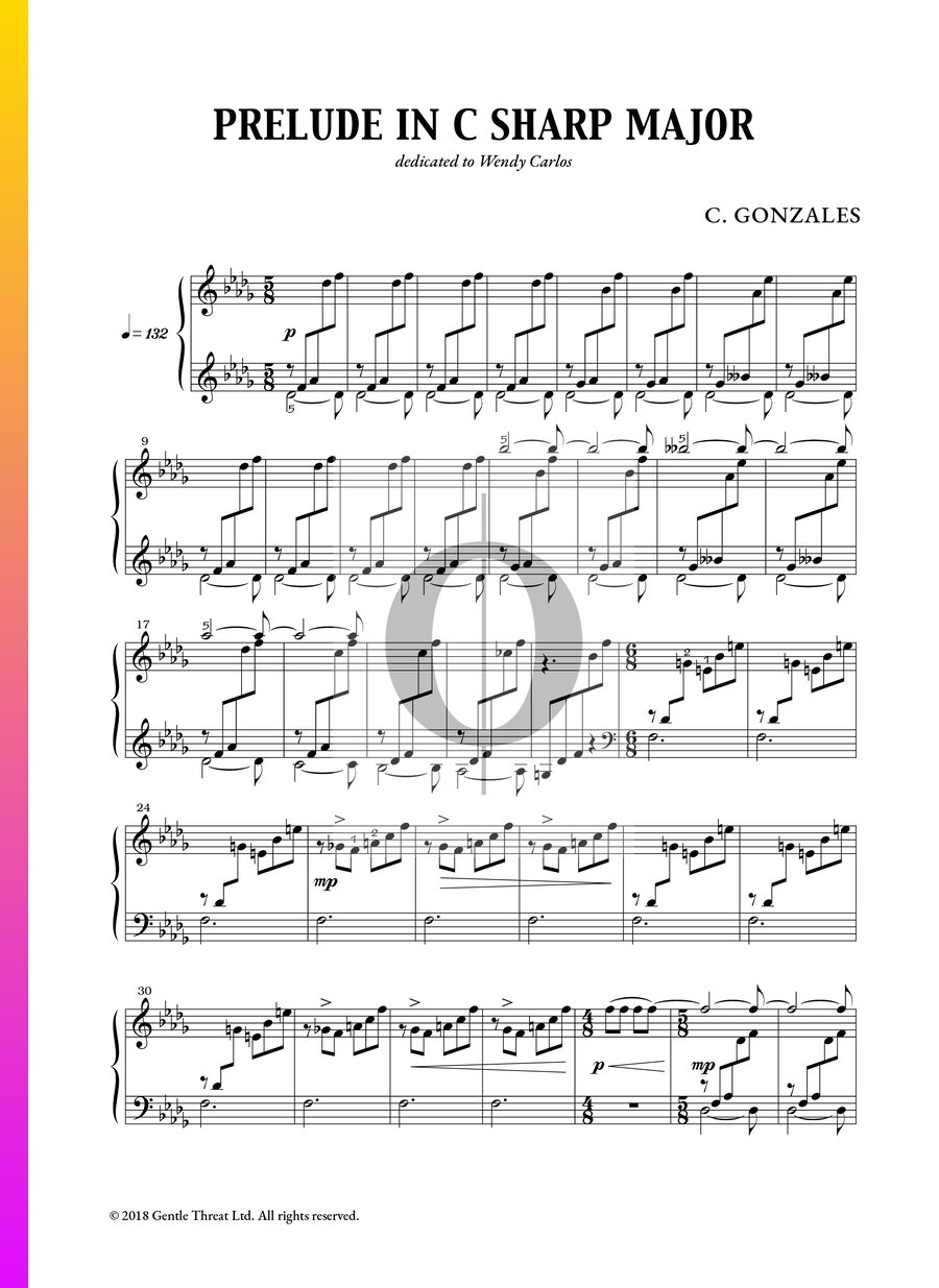 Prelude In C Sharp Major (Chilly Gonzales) Piano Sheet Music - OKTAV