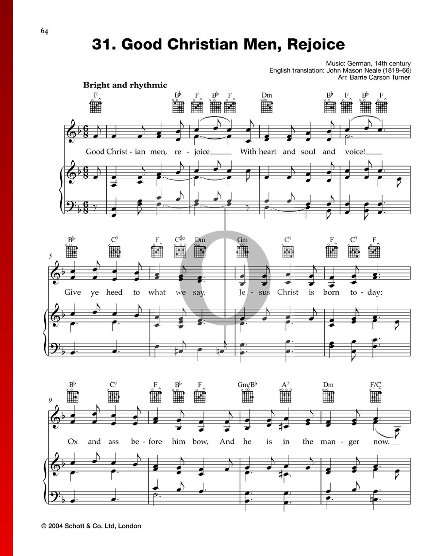 Good Christian Men, Rejoice (Anonymous) Piano Sheet Music - OKTAV