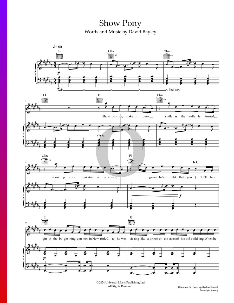 Show Pony (Glass Animals) Piano Sheet Music - OKTAV