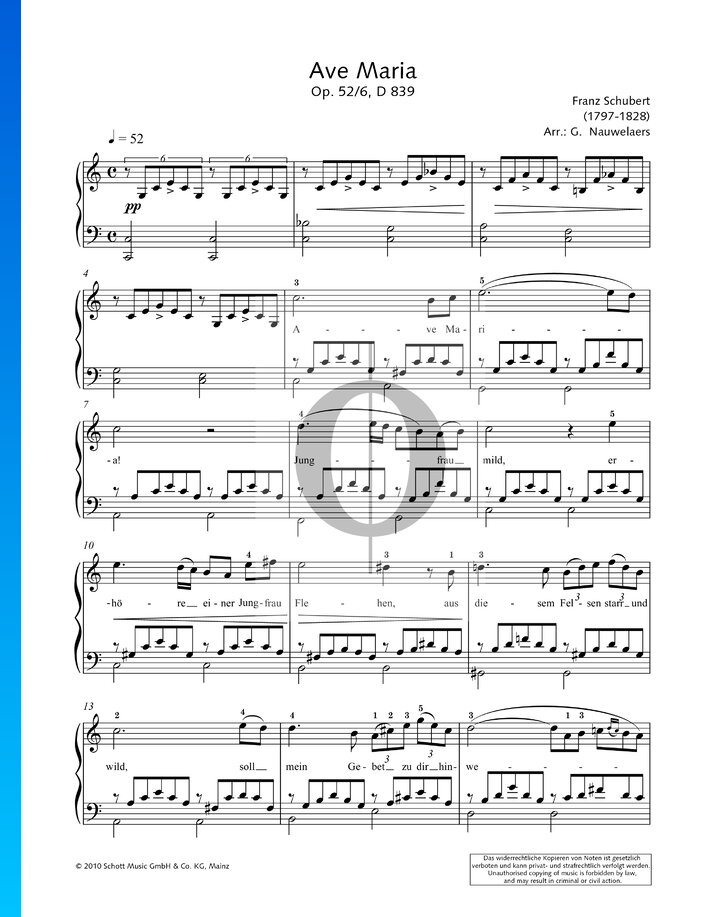 Ave Maria » Franz Schubert - Partituras de piano - OKTAV