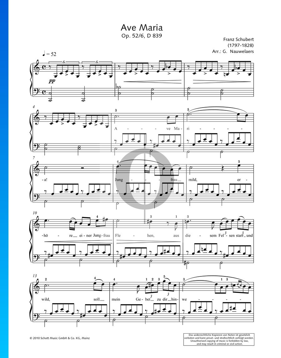 Ave Maria (Franz Schubert) Piano Sheet Music - OKTAV