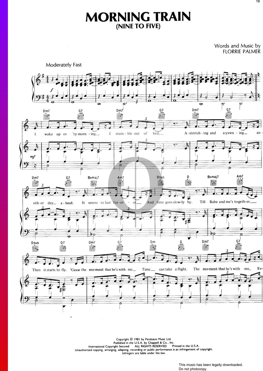 Morning Train Nine To Five Sheena Easton Piano Sheet Music OKTAV Morning Train Nine To Five Sheena Easton Piano Sheet Music OKTAV