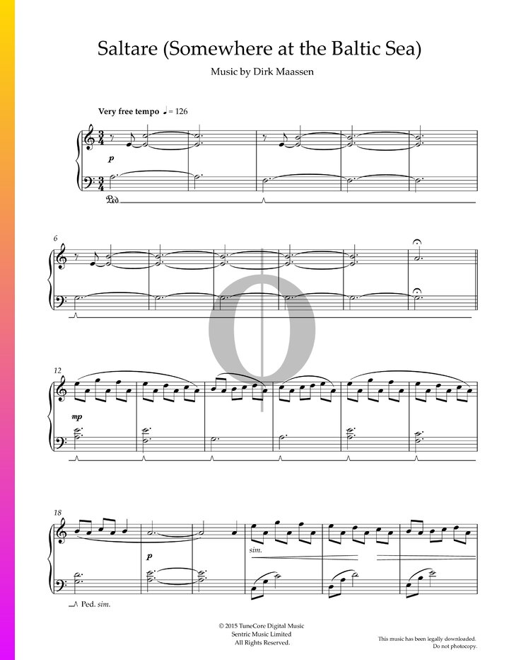 Saltare (Somewhere At The Baltic Sea) (Dirk Maassen) Piano Sheet Music ...