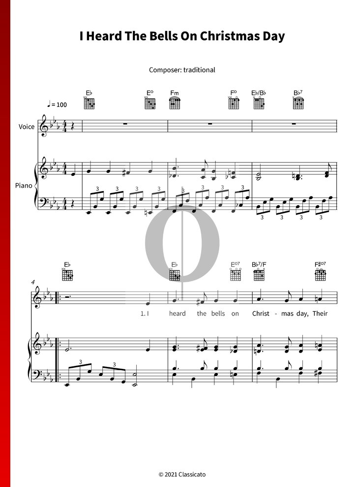 I Heard The Bells On Christmas Day (Anonymous) Piano Sheet Music - OKTAV