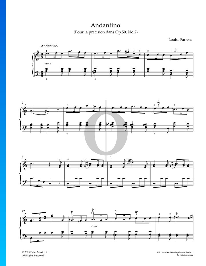 Pour la precision dans, Op. 50 No. 2: Andantino (Louise Farrenc) Piano ...
