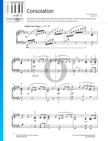 Song Without Words, Op. 30 No. 3 (Felix Mendelssohn Bartholdy) Piano ...