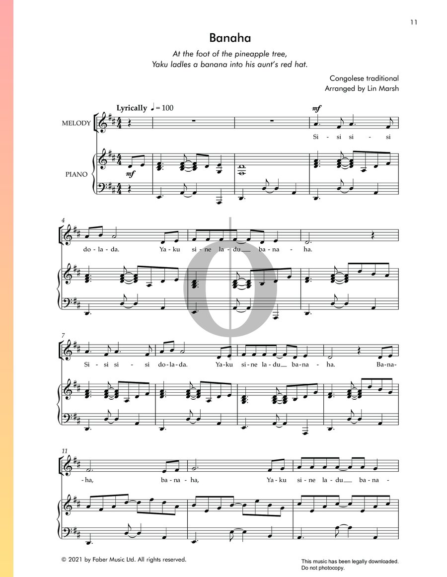 Banaha (Anonymous) Piano Sheet Music - OKTAV