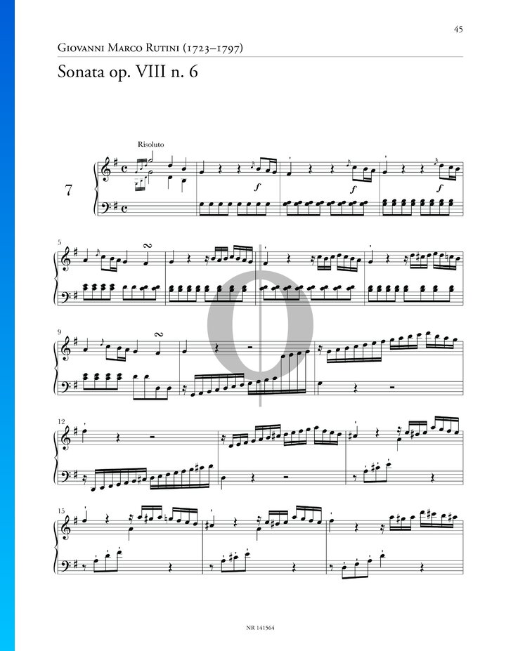 Sonate en Sol majeur, op. 8 n° 6 » Giovanni Marco Rutini - Partitions ...