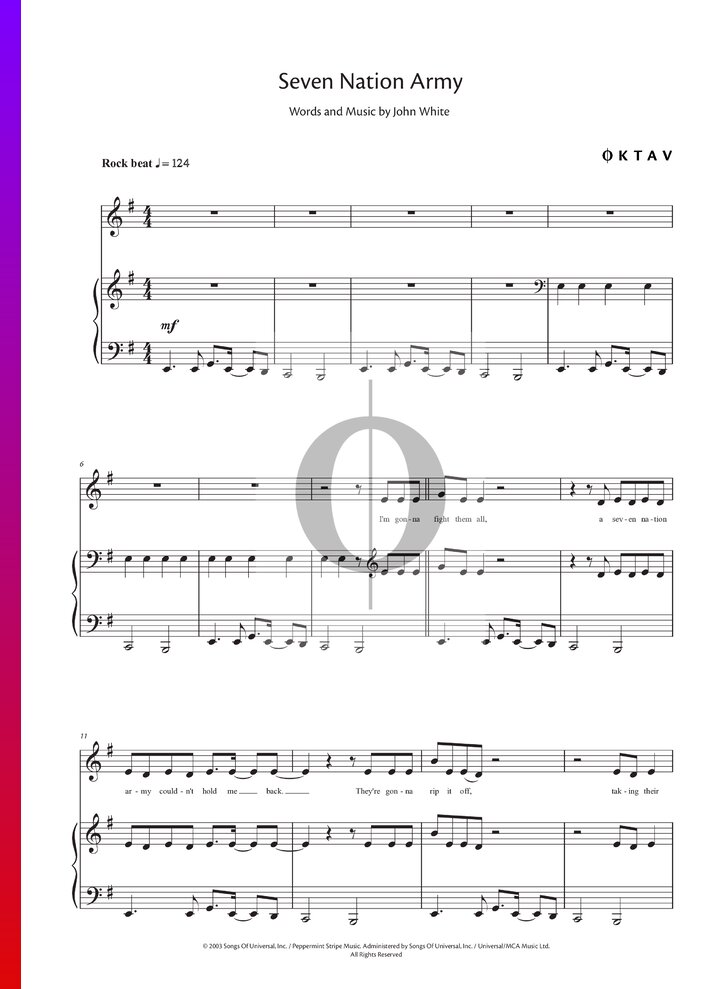 Seven Nation Army (The White Stripes) Piano Sheet Music - OKTAV