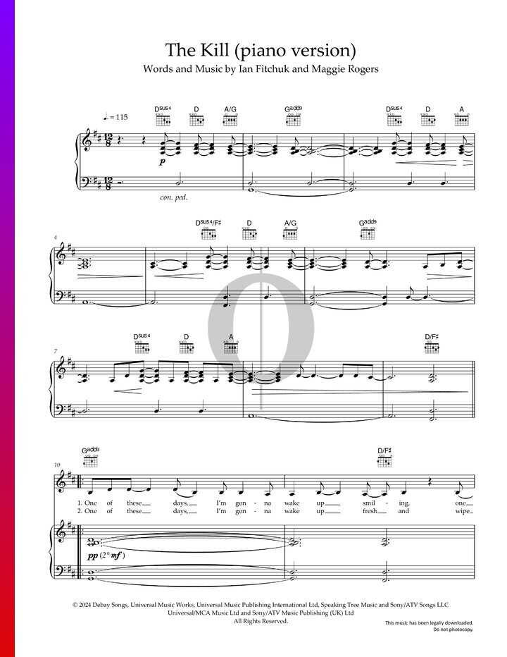 The Kill (piano version) » Maggie Rogers - Partitions de piano - OKTAV