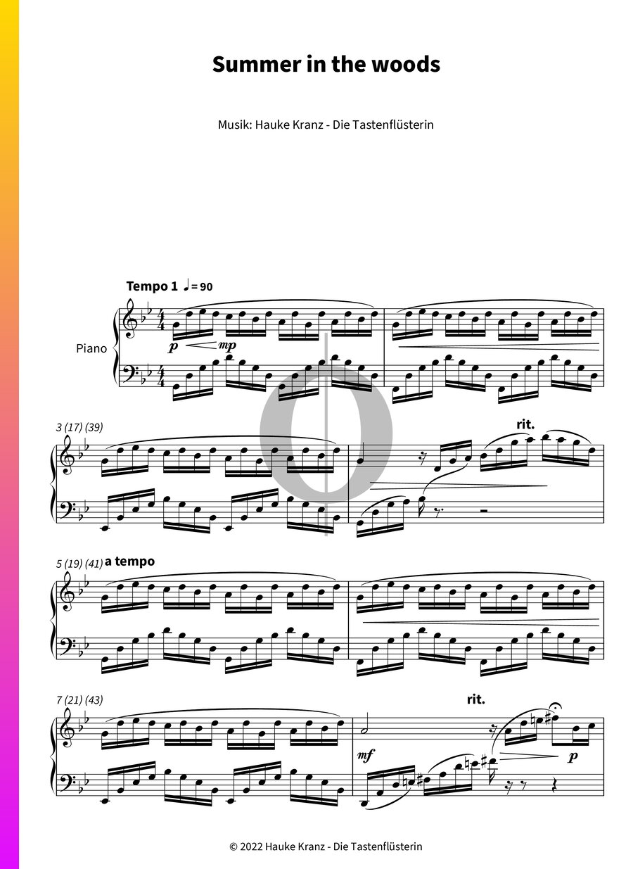 Summer in the wood (Hauke Kranz - Die Tastenflüsterin) Piano Sheet ...