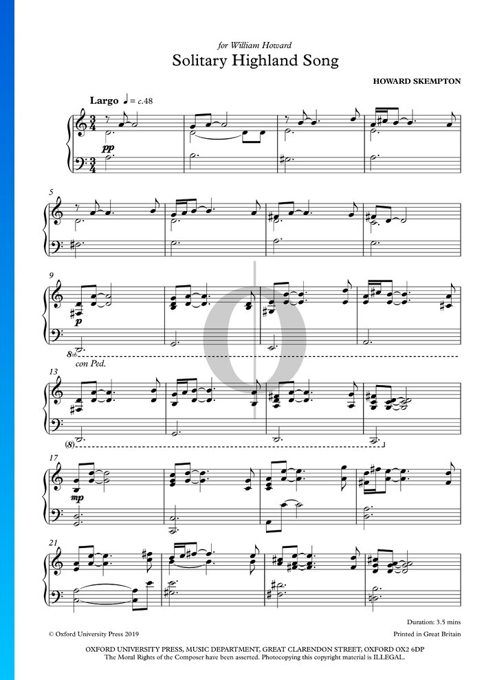 Solitary Highland Song (Howard Skempton) Piano Sheet Music - OKTAV