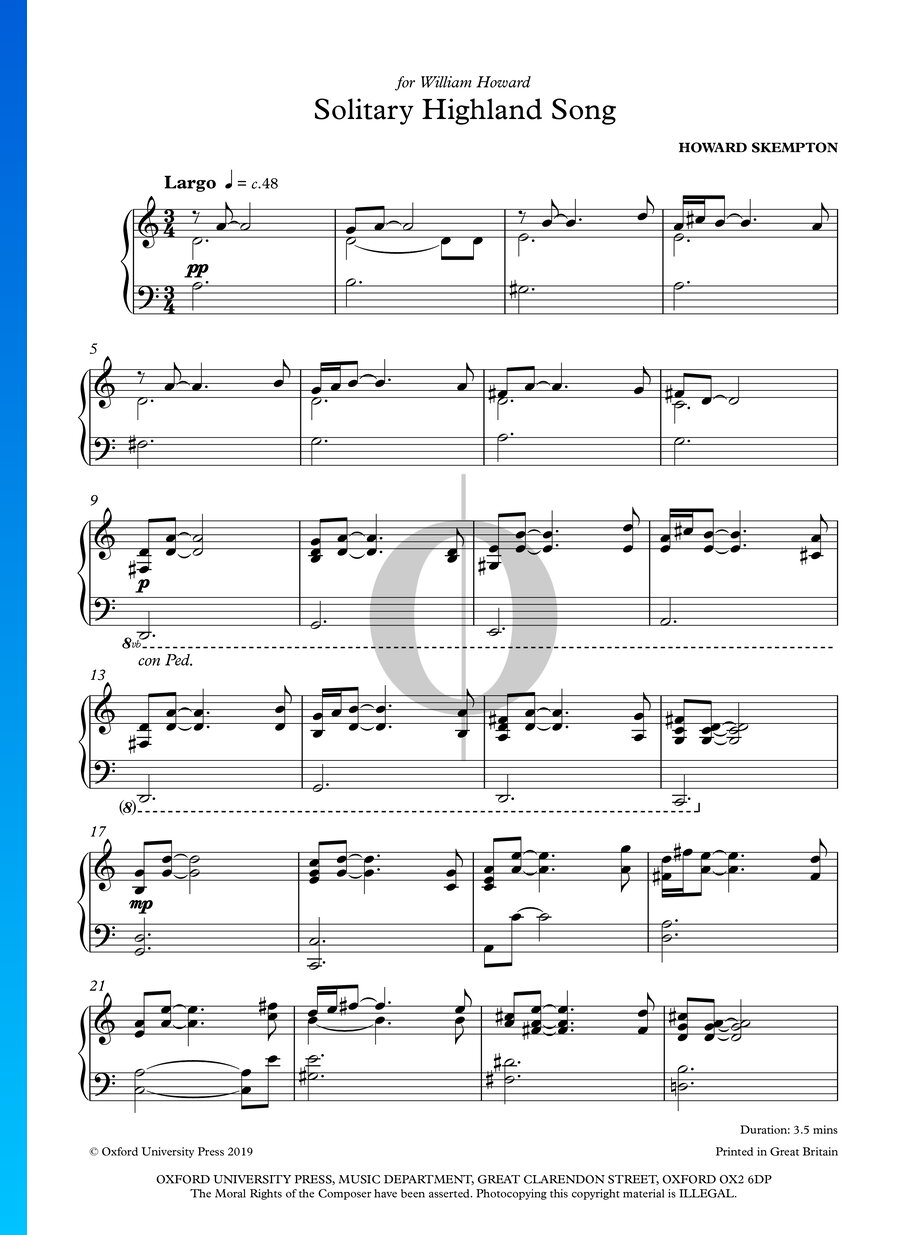 Solitary Highland Song (Howard Skempton) Piano Sheet Music - OKTAV